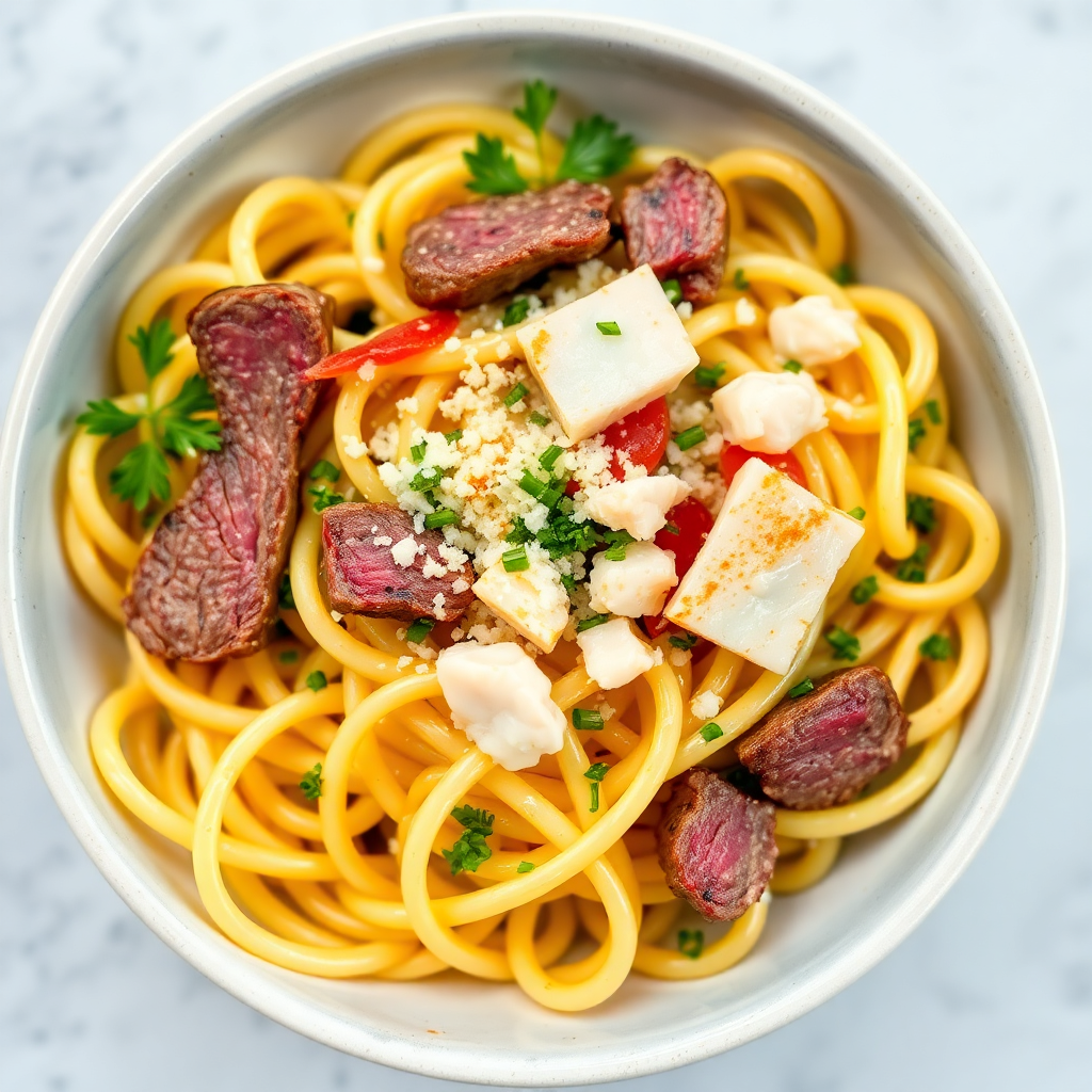 Surf and Turf Pasta Delight Recipe | cookAIfood