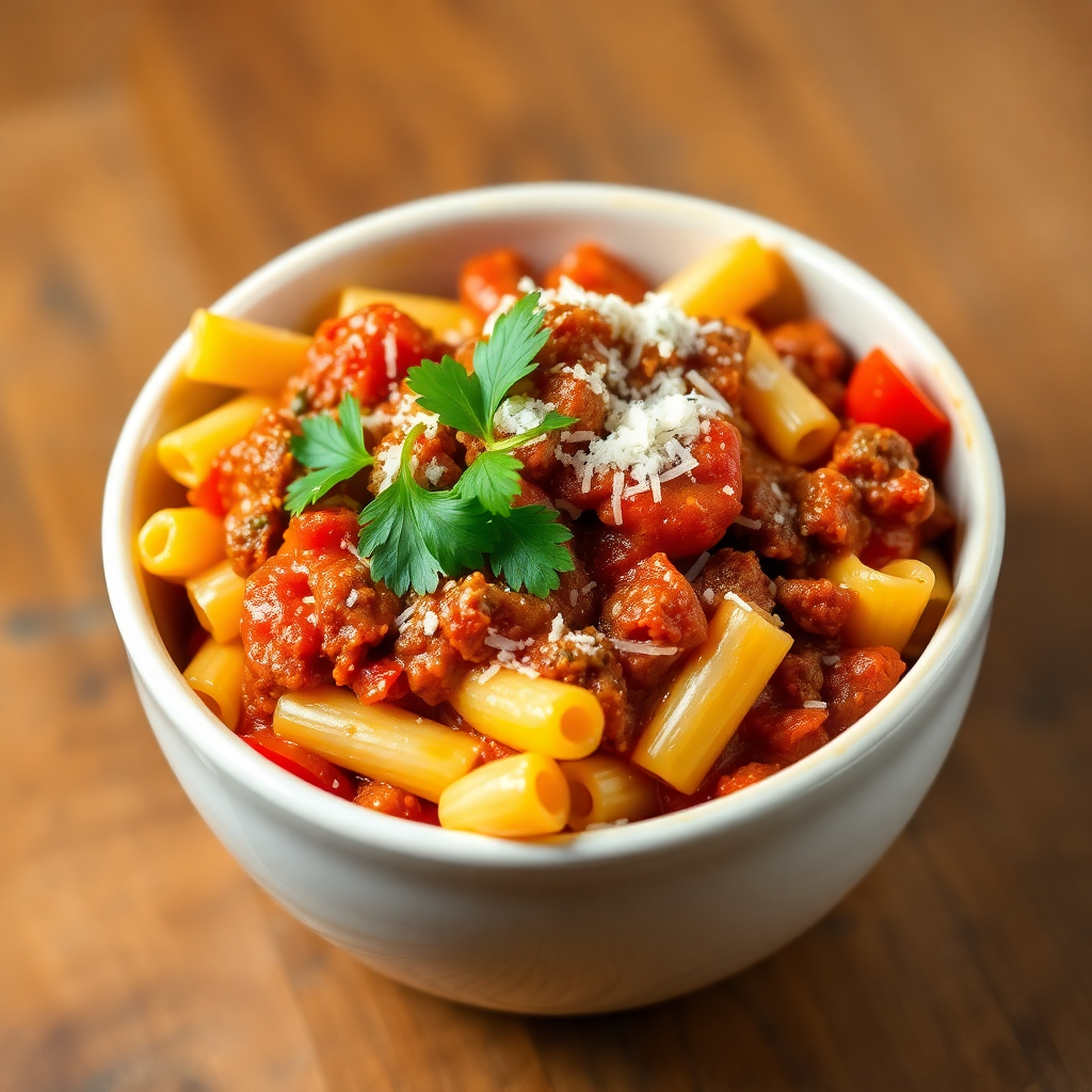 Single-Serve Macaroni Bolognese Recipe | cookAIfood