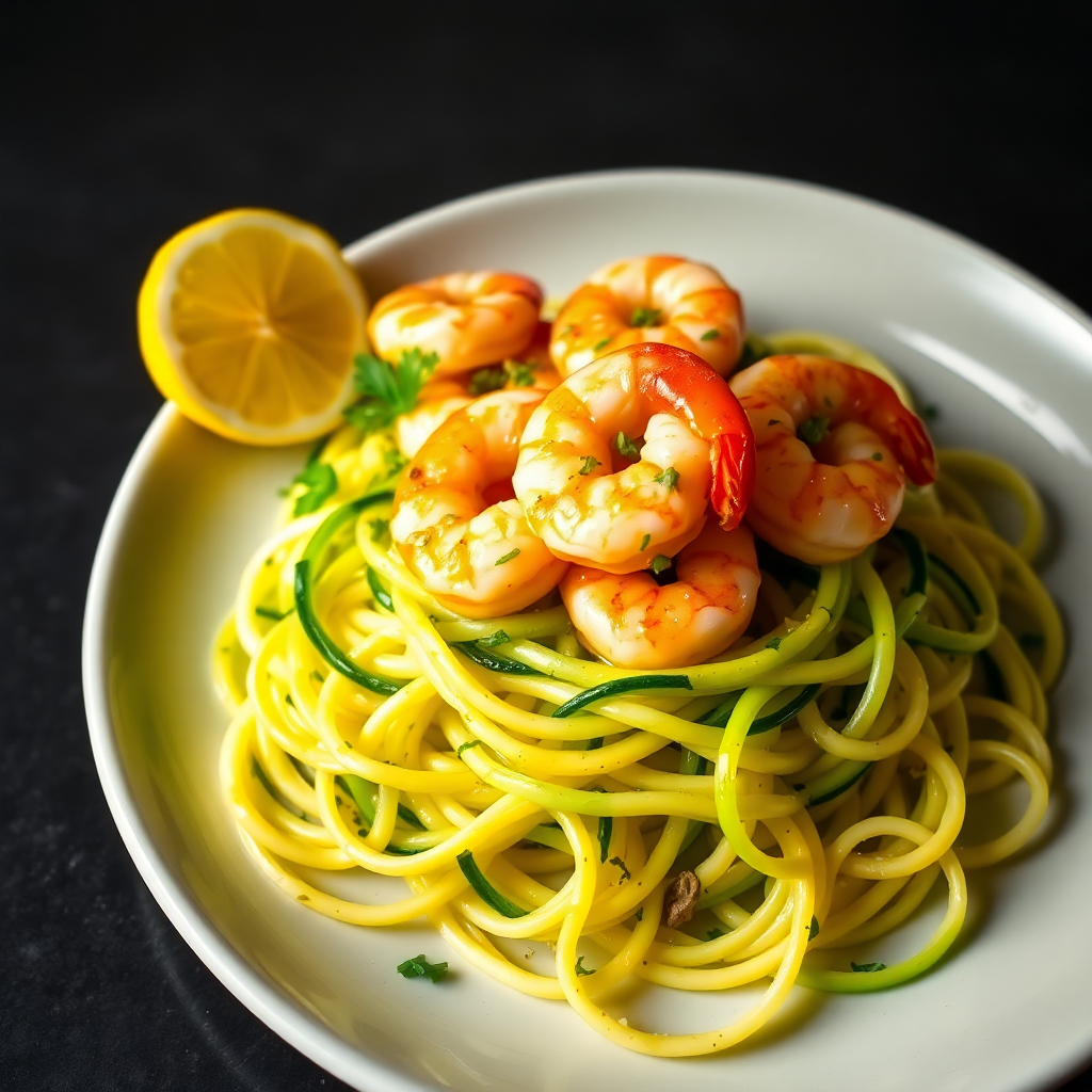 Garlic Butter Shrimp with Zucchini Noodles Recipe | cookAIfood