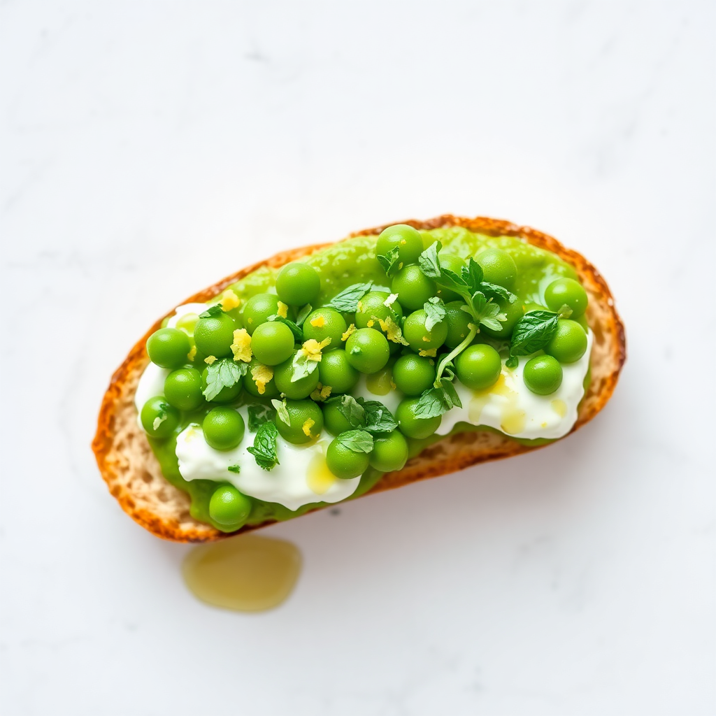 Spring Pea and Mint Crostini with Labneh Recipe | cookAIfood